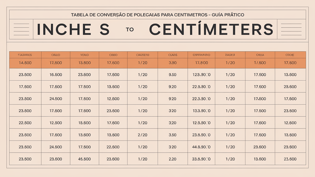 Tabela de Conversão de Polegadas para Centímetros- Guia Prático